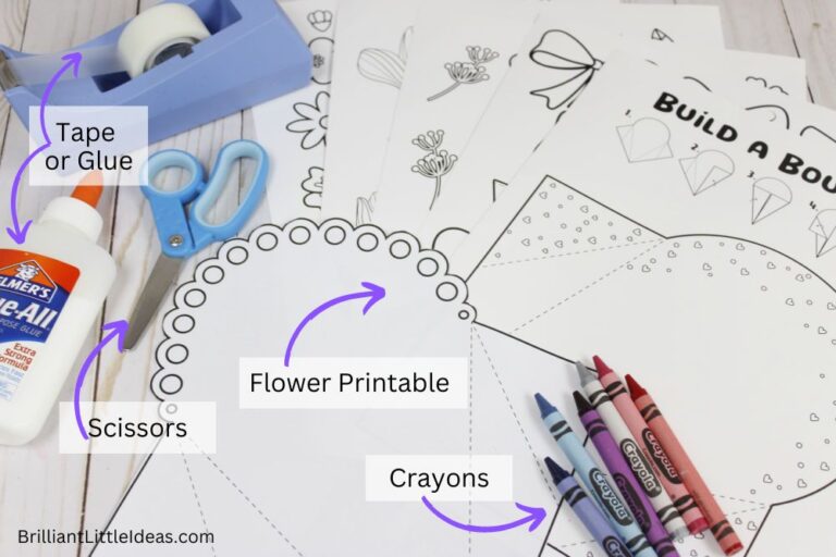 3D Paper Flower Bouquet Printable Craft Template for Kids | Brilliant ...