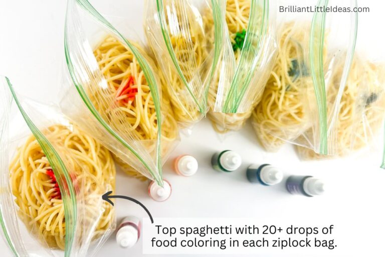DIY Rainbow Spaghetti Taste Safe Recipe for Play | Brilliant Little Ideas