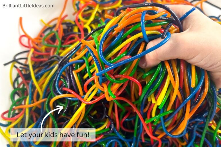 DIY Rainbow Spaghetti Taste Safe Recipe for Play | Brilliant Little Ideas